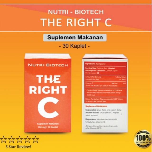 Jual Nutri-Biotech The Right C 30 Tablet 300 Mg BPOM Vit C | Shopee ...