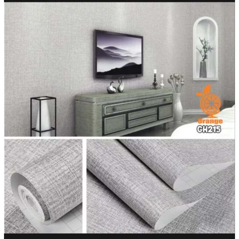 Jual Wallpaper Sticker Dinding 45cmx 10m Motif Polos Serat Abu2 gh215 ...