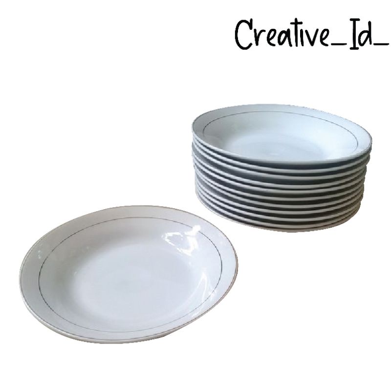 Jual [ 6 PCS ]Piring 9 Inch Keramik List Merk SUNBIRD/Piring Pesta ...