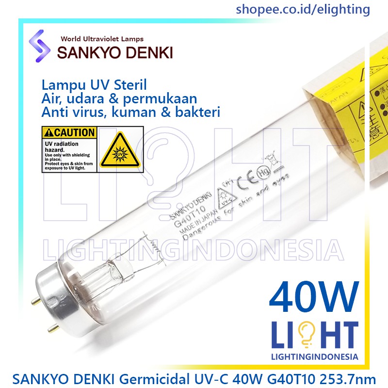 Jual Lampu UV Steril Anti Virus 40W Sankyo Denki G40T10 UV-C Germicidal ...