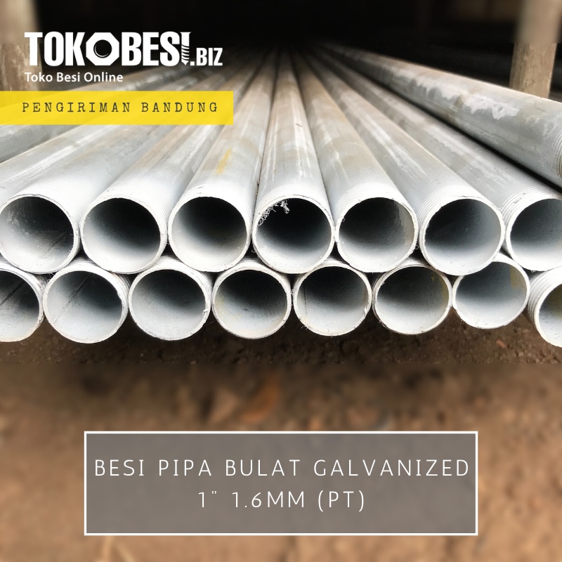 Jual Besi Pipa Bulat Galvanized 1" mb 1.6mm (pt) | Shopee Indonesia