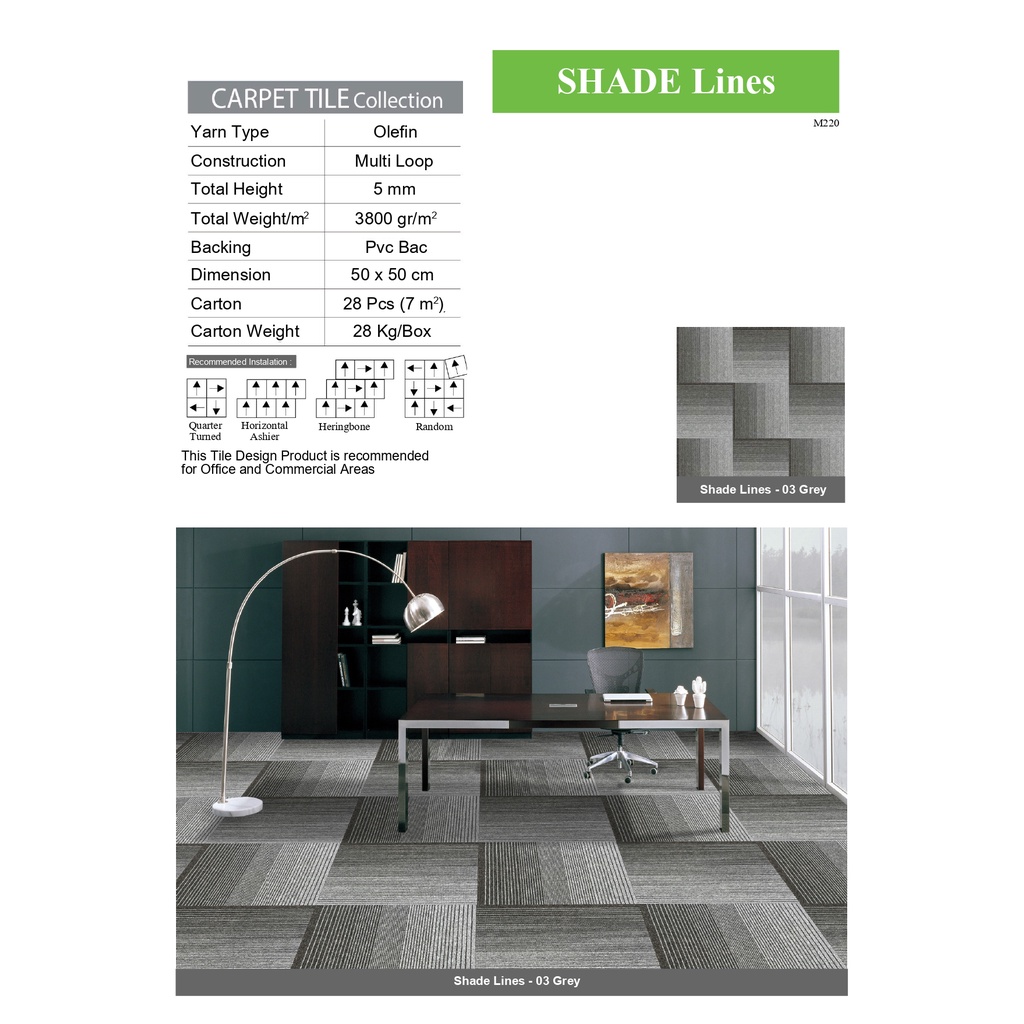 Jual Karpet tile ruangan kantor ukuran 50x50 Shade Lines | Shopee Indonesia