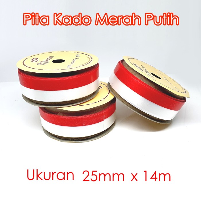 Jual 1 Roll Pita Kado Jepang Merah Putih 25mm x 14m Ribbon Bendera ...