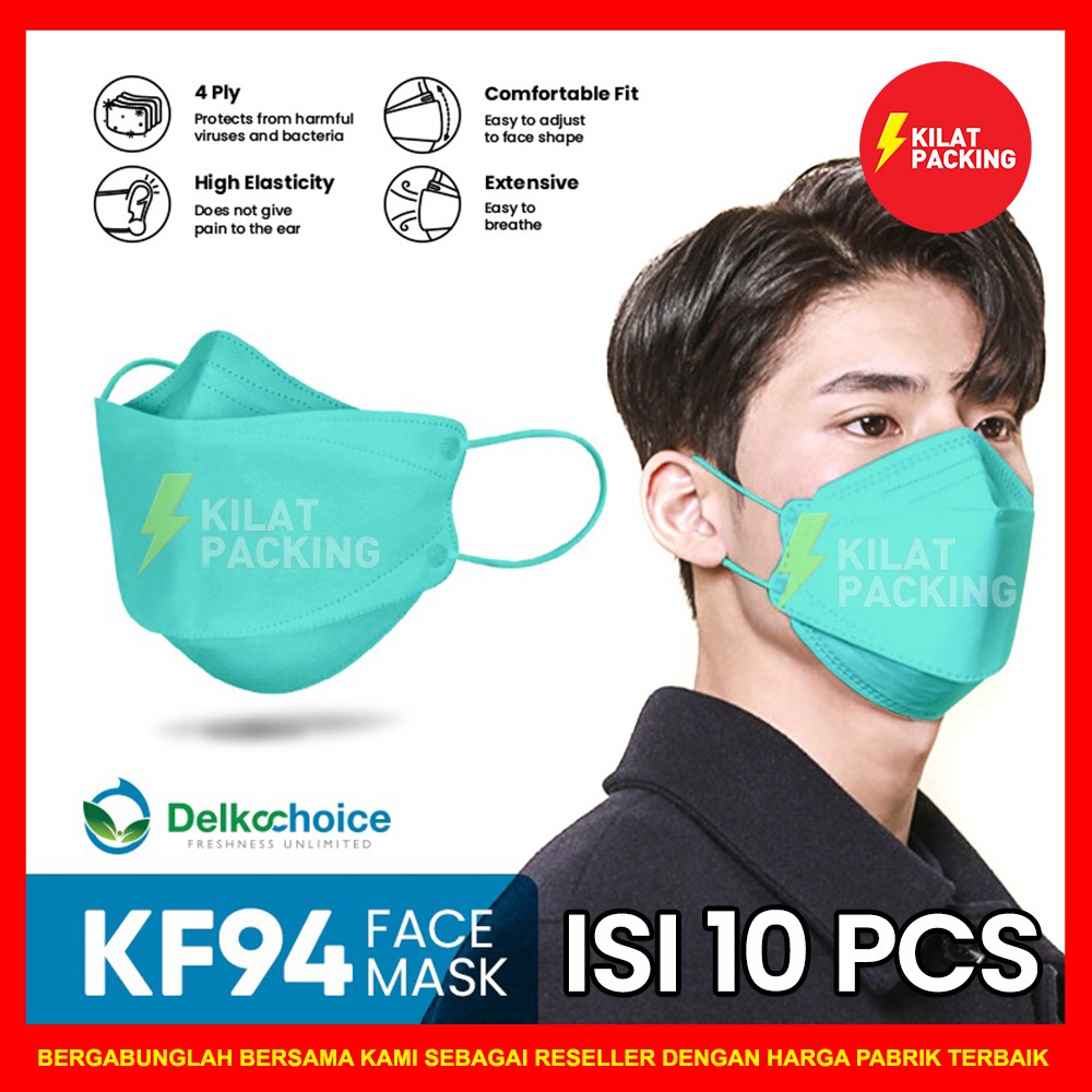 Jual MASKER KOREA KF94 / KF94 MASK WARNA HIJAU TOSCA PREMIUM 4 PLY ...