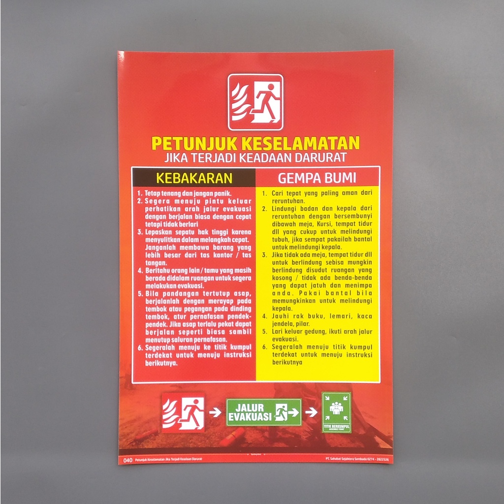Jual Poster Petunjuk Keselamatan Saat Kebakaran | Poster Keselamatan ...