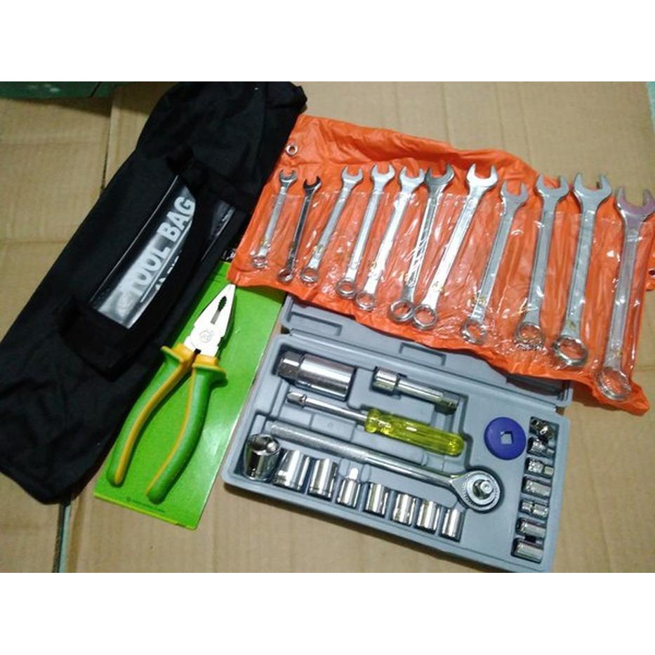 Jual Tool Set Kunci Sok Set 21pcs Kunci Ring Pas Set Tang Kombinasi ...