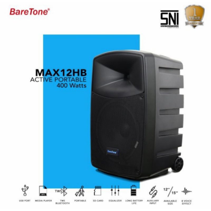 Jual Portable speaker ORIGINAL BARETONE MAX 12HB - 12 INCH | Shopee ...