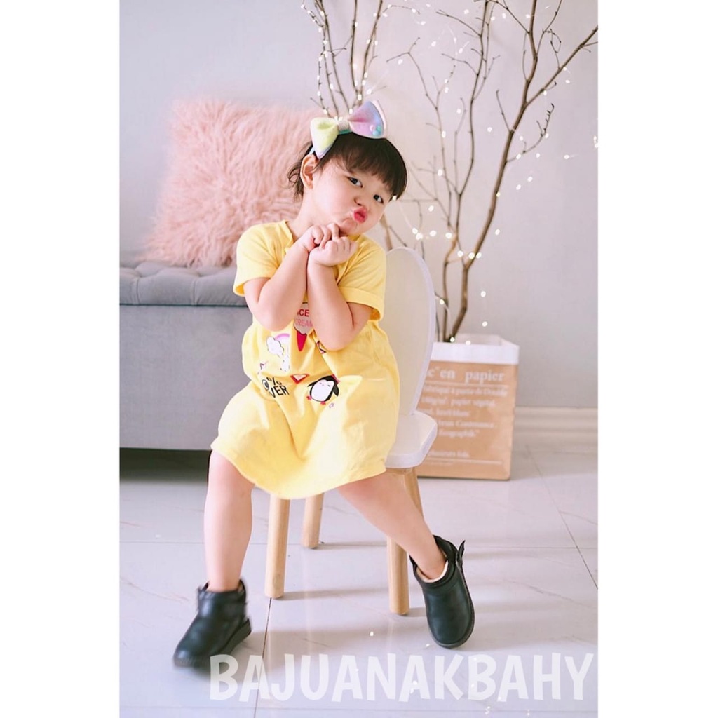 Jual Daster Anak Smile Sablon Motif Kuning Ice Cream Size 1-5Tahun ...