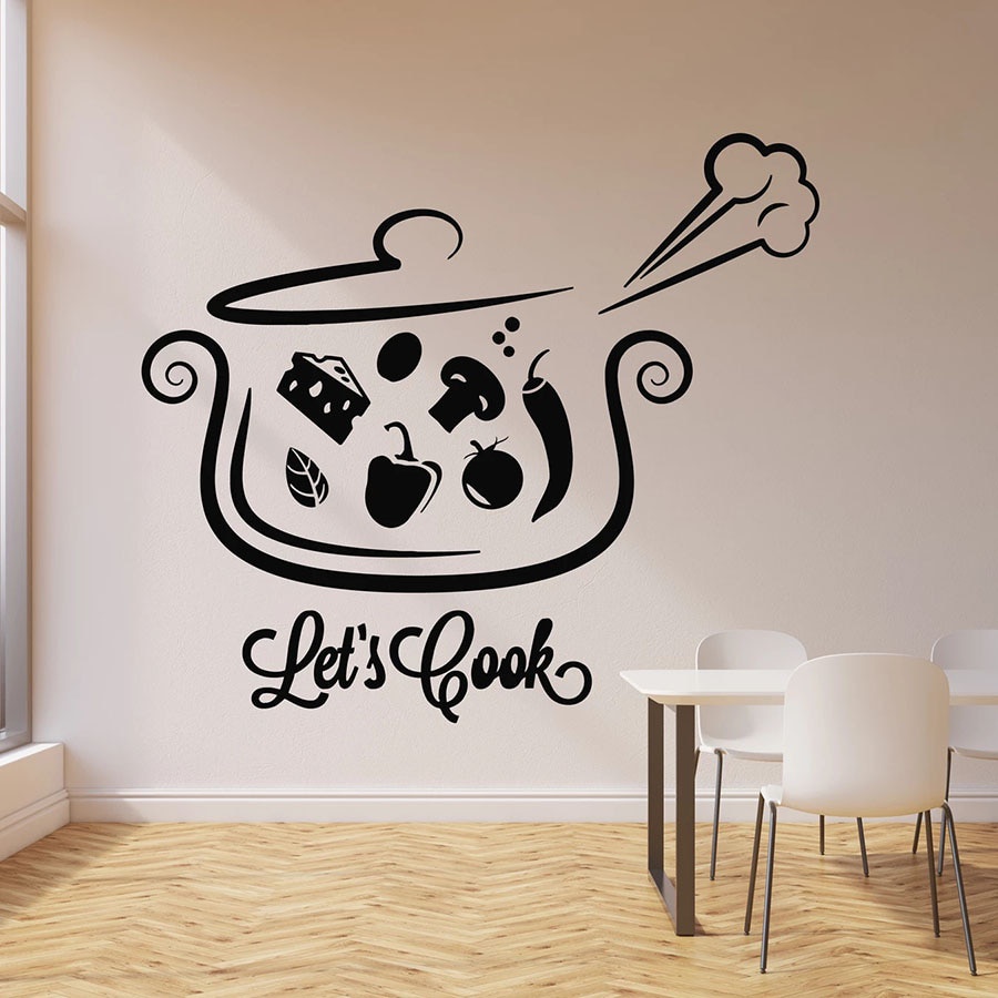 Jual Stiker Dinding Dapur Cook Wall Decal Phrase Pan Soup Food Cooking ...