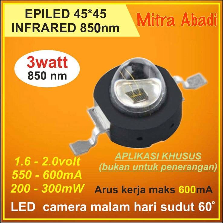 Jual HPL 3 Watt INFRARED Epiled 850 NM 60 Derajat High Power LED ...