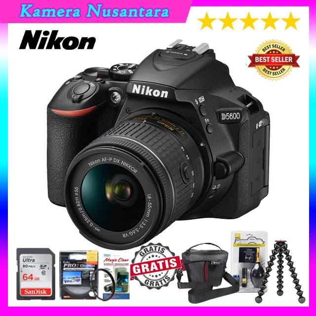 Jual NIKON D5600 KIT 18-55MM AF-P VR WIFI ORIGINAL / D5600 - PAKET ...
