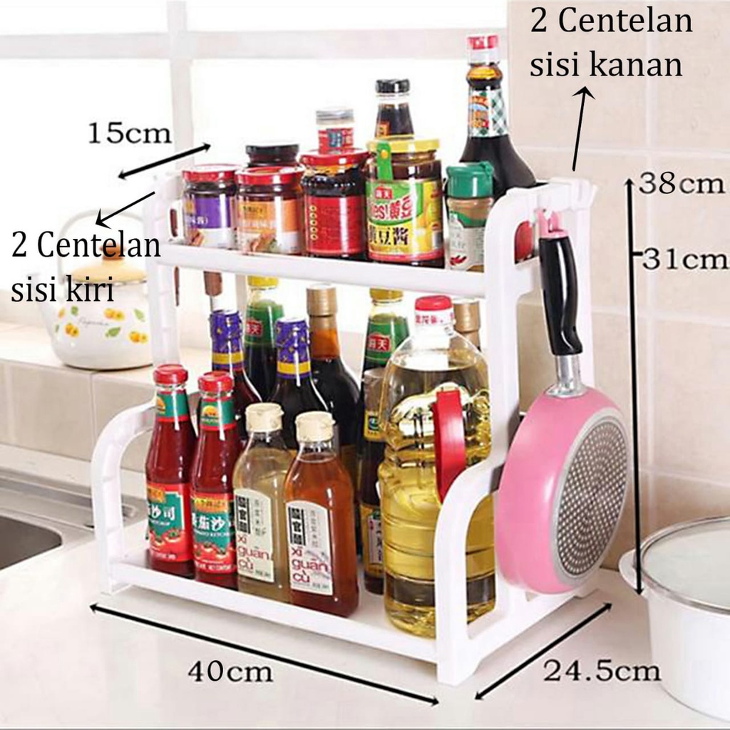 Jual Rak Tempat Bumbu Dapur Serbaguna 2 Susun / Dua Susun + Gantungan ...