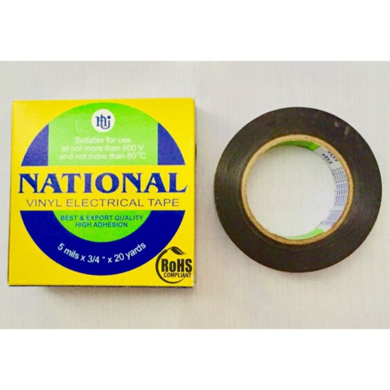 Jual National Isolasi Listrik Hitam 3/4" 20 Yards Vinyl Electrical Tape ...