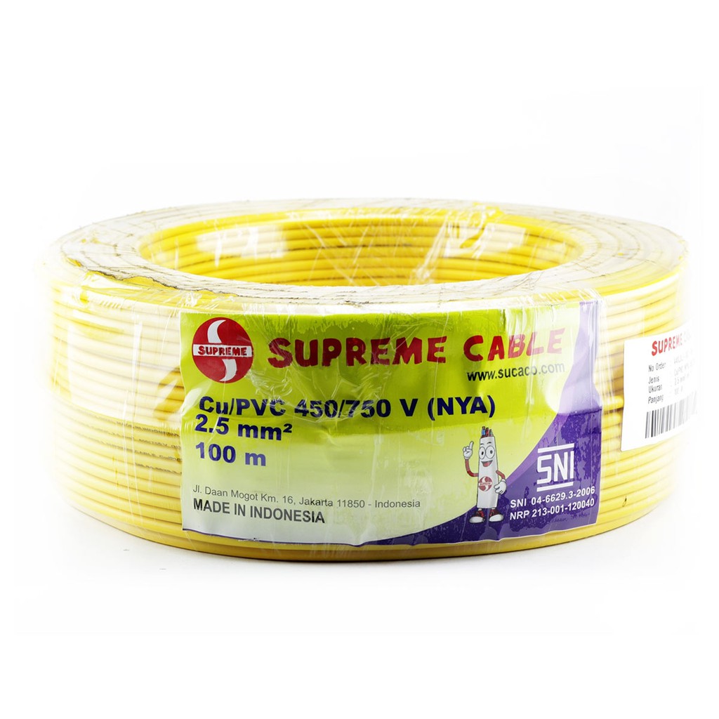 Jual Kabel Listrik Tunggal 2.5mm Supreme NYA Kuning (Roll 100M) | Shopee Indonesia