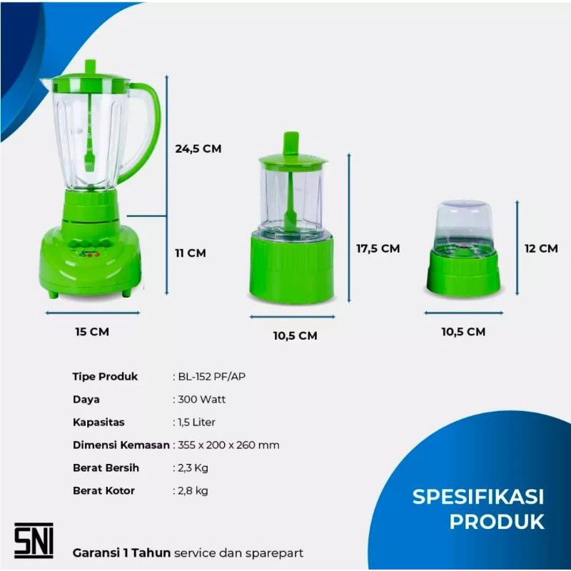 Jual MIYAKO Blender plastik BL-152PF/AP HIJAU | Shopee Indonesia