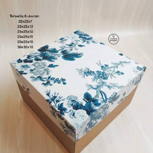 Jual Dus kue corugated per 5pcs blue flower kotak kue box cake box kue ...