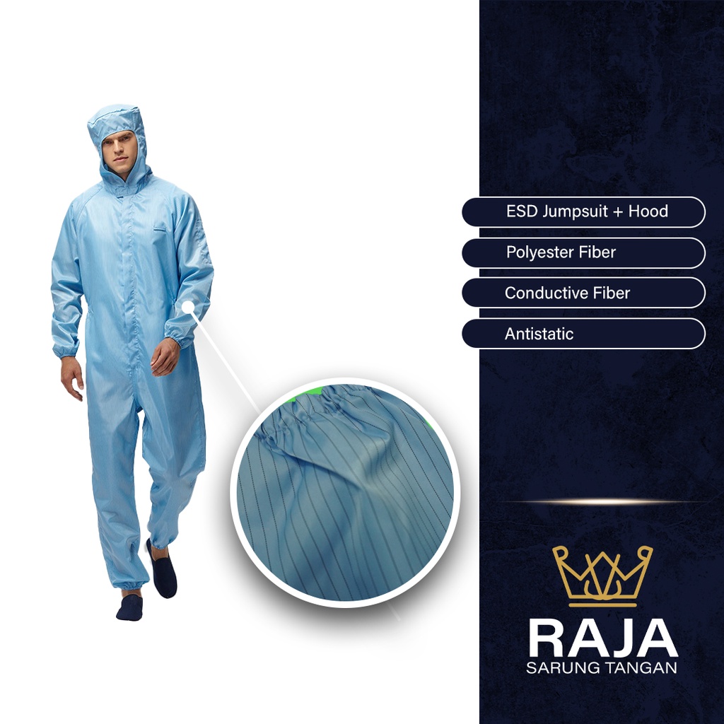 Jual Baju Antistatik ESD Jumpsuit + Hood / Antistatic Jumpsuit with ...