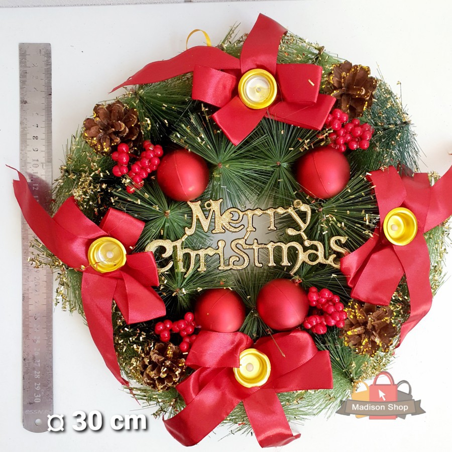 Jual Krans Natal Tempat 4 Lilin Advent Doa Dekorasi Christmas Wreath ...