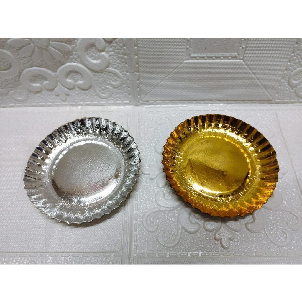 Jual Lepek/Piring Kertas Kue Tart/Buah Glossy Kertas Aluminium Foil Bulat/Kotak (Silver dan GOLD ...