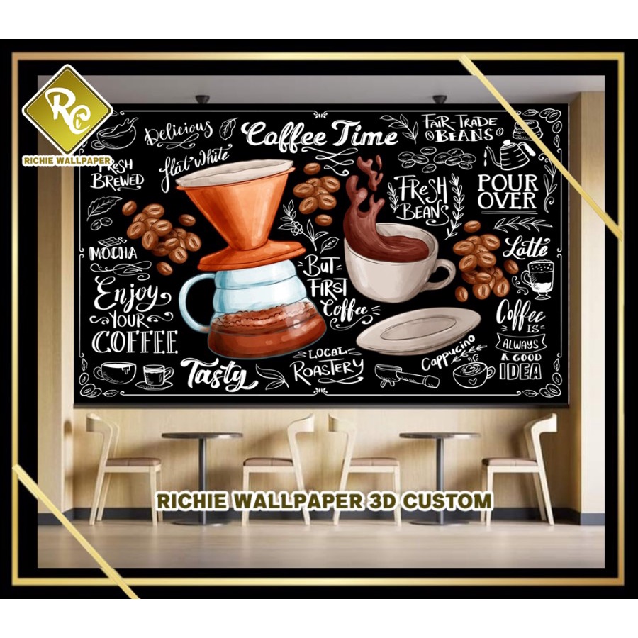 Jual Wallpaper Dinding Coffee Shop Restoran Warung Kopi | Custom Ukuran ...