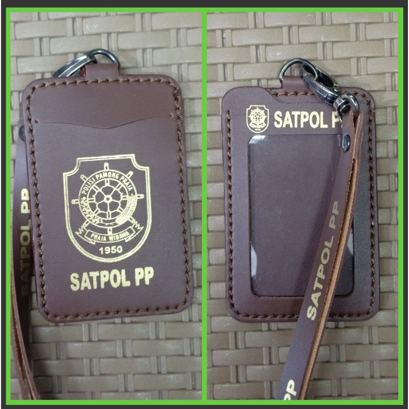 Jual GANTUNGAN ID CARD POL PP KULIT ID CARD HOLDER POLISI PAMONG PRAJA ...