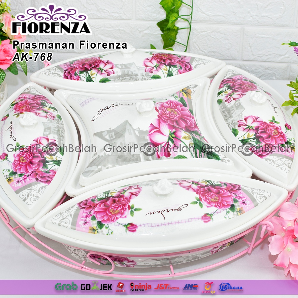 Jual Prasmanan Wadah Saji Putar Keramik Rak Motif Bunga Fiorenza AK-768 ...