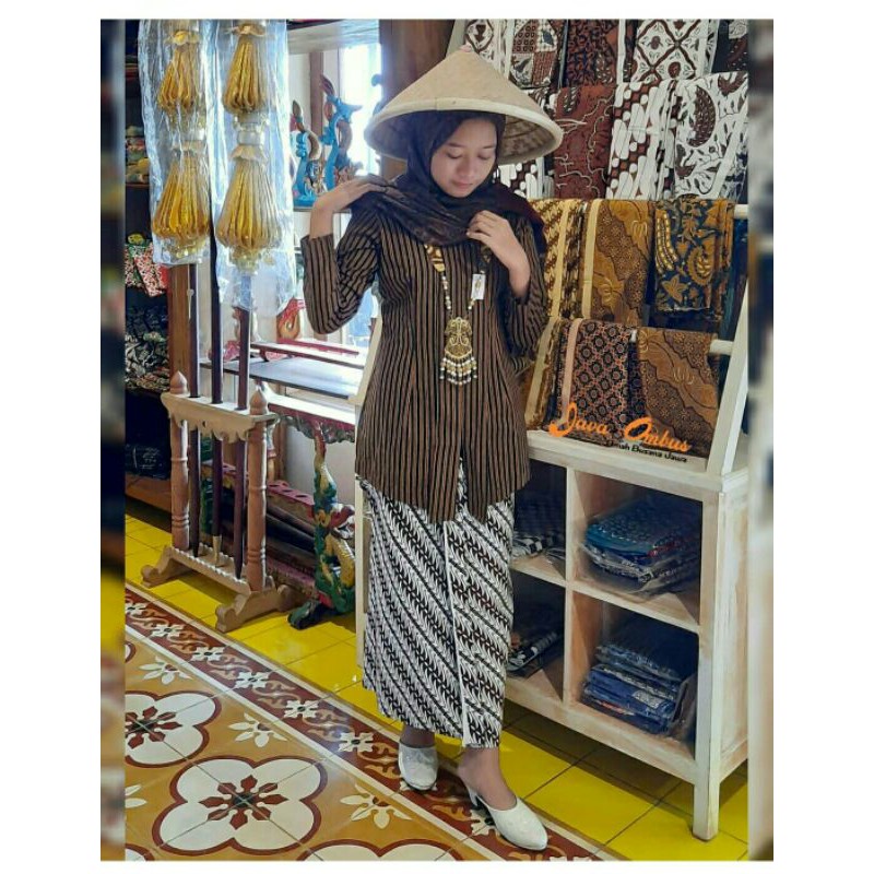 Jual Setelan Kebaya Lurik Dewasa / Kebaya + Jarik Instan / Kebaya Lurik Kutubaru | Shopee Indonesia