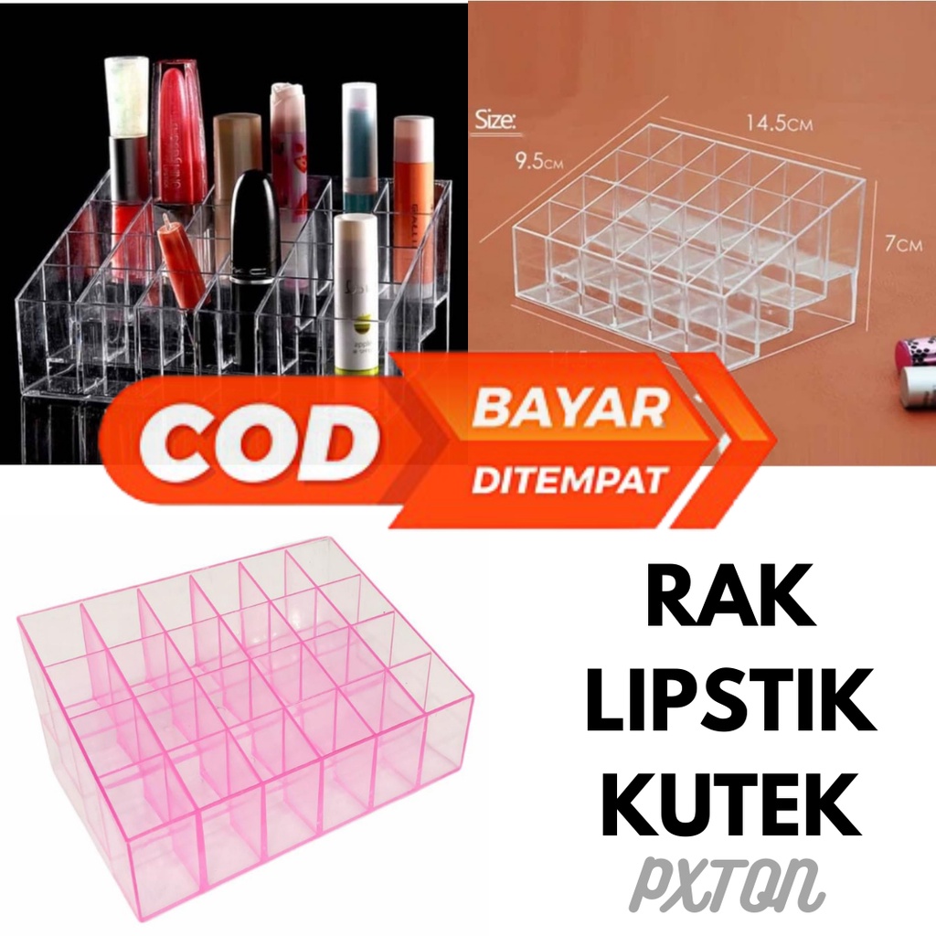 Jual Rak Lipstik Kutek Multifungsi Akrilik 24 SLOT Murah Tempat rak ...