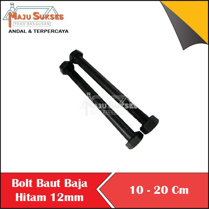 Jual BAUT MUR HITAM BAJA PANJANG 12MM 10CM 15CM 20CM BAUT BAJA HITAM 10 ...