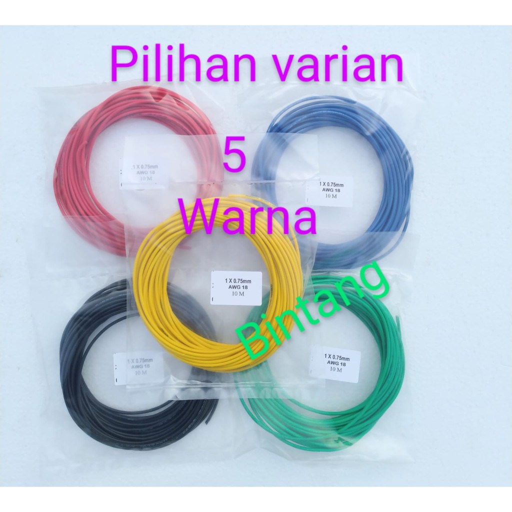 Jual Kabel Body 18 AWG 0.75 mm Kelistrikan Mobil Motor Serabut NYAF paket 10 m | Shopee Indonesia