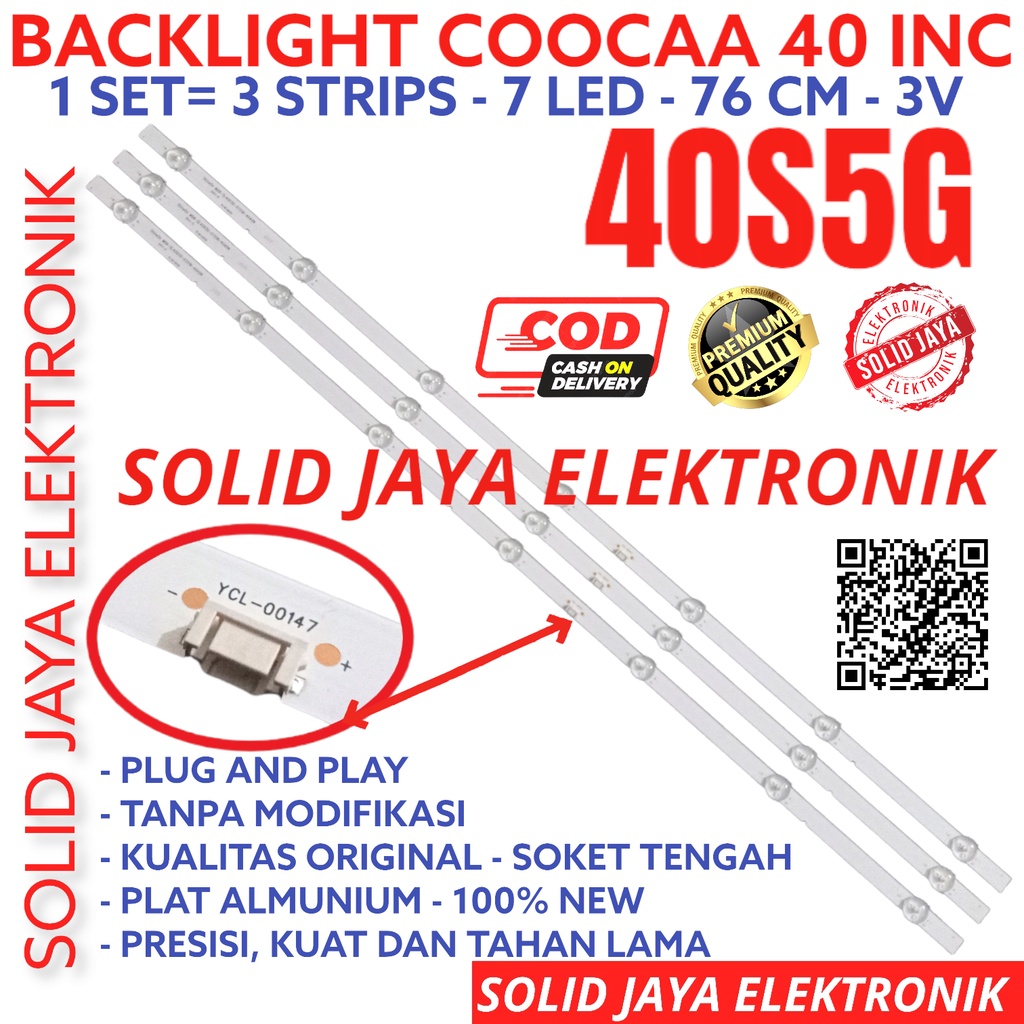 Jual BACKLIGHT TV LED COOCAA 40 INC 40S5G 40S5 G 40S LAMPU BL 7K 7LED 7 KANCING 3V 3 VOLT KOKA ...