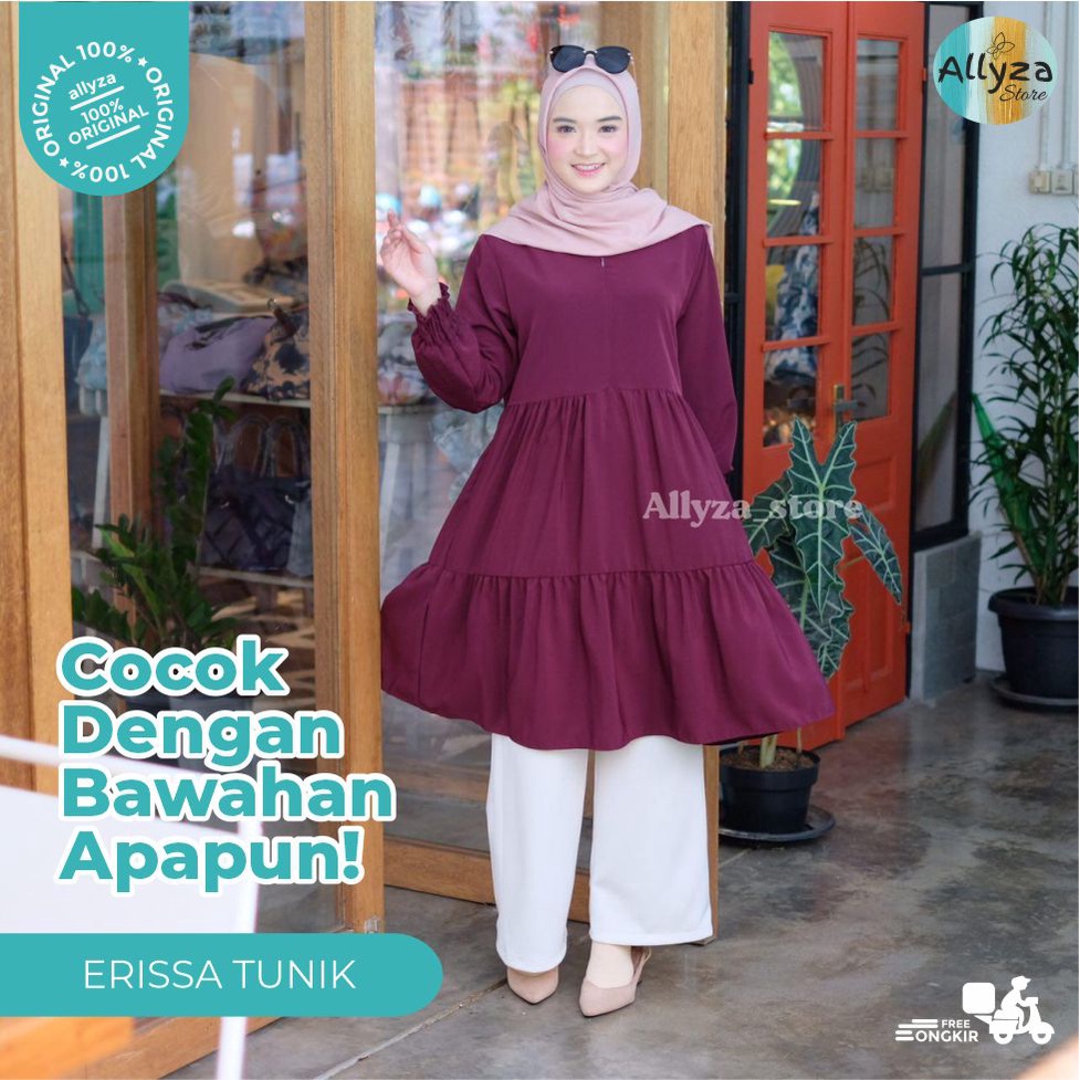 Jual Erissa Tunik Pakaian Muslim Semi Dress Gamis Santai Kekinian ...