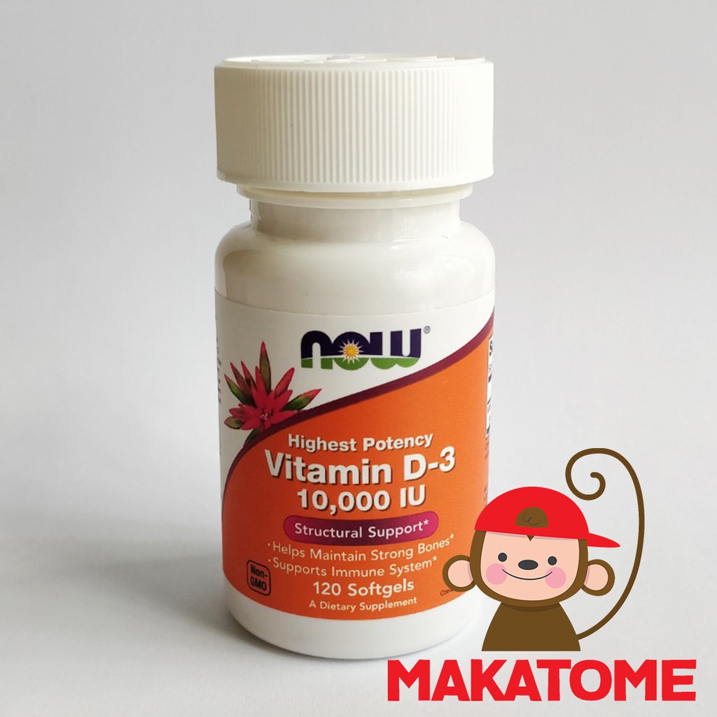 Jual Now Foods Vitamin D 3 High Potency 10,000 IU 120 Softgels 10000 ...