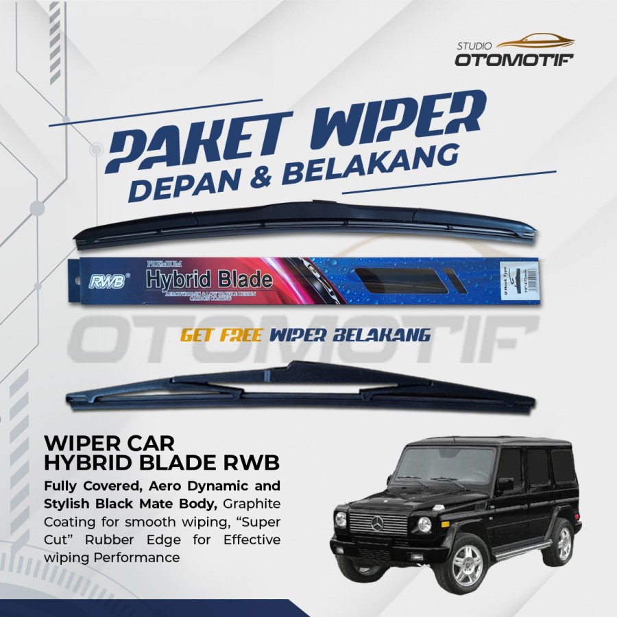 Jual PAKET RWB HYBRID WIPER MERCY G300 W460 W461 W463 DEPAN BELAKANG 3 ...