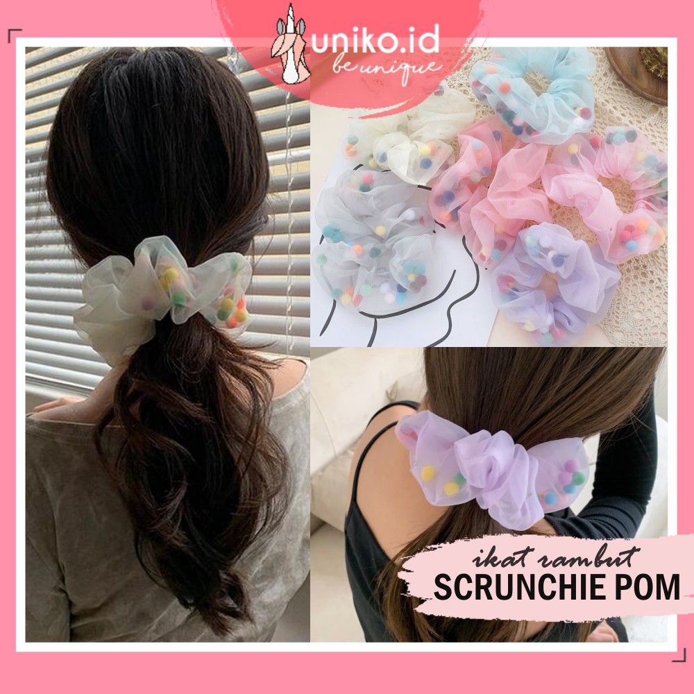 Jual UNIKO.ID - IKAT RAMBUT SCRUNCHIE CEPOL MODEL POM POM LUCU ALA ...