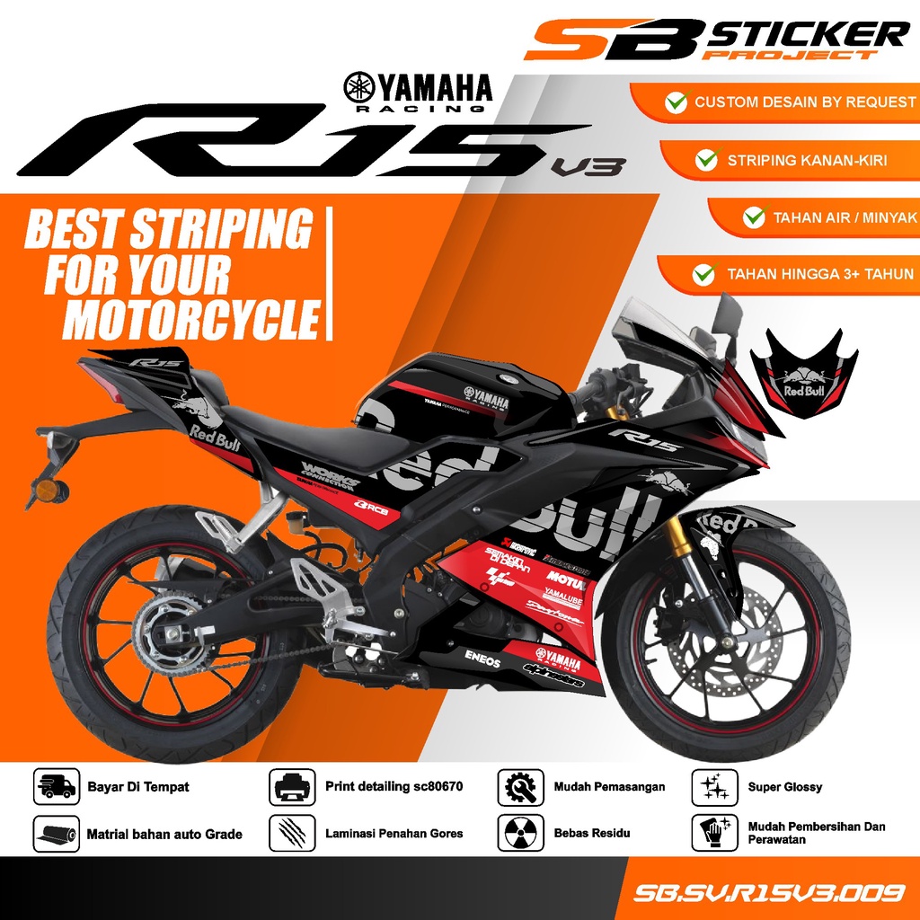 Jual STRIPING R15 V3 - STRIPING HOLOGRAM YAMAHA R15 V3 2017-2021 RED ...