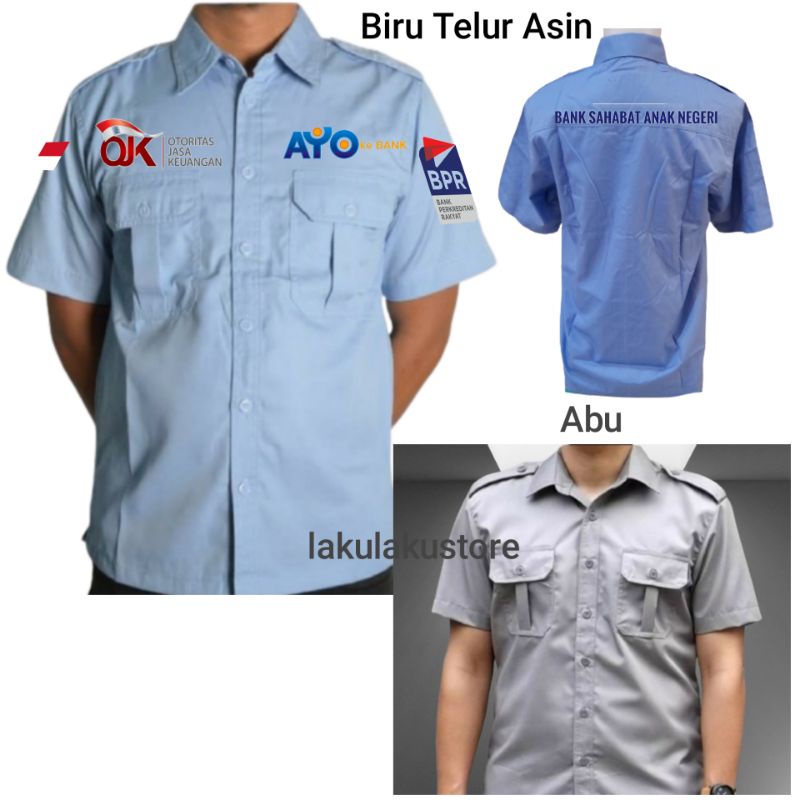 Jual Kemeja Pendek PDL PDH pangkat Kemeja kantor PDL Biru muda Abu ...