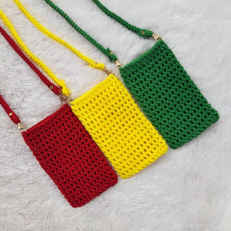 Jual PHONE HOLDER CROCHET ((NEW COLOR))- tas hp rajut selempang / sling ...