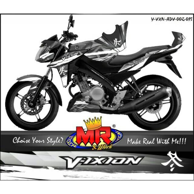 Jual Decal Premium Vixion Advance hitam putih Stiker Sticker NVA semi ...