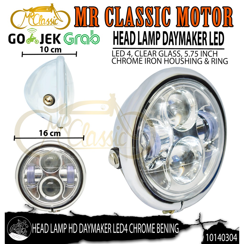 Jual Head Lamp/Lampu Depan HD Daymaker LED4 Chrome Clear Variasi Motor ...
