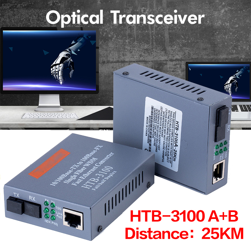 Jual HTB-3100 HTB-3100A/B 25KM NetLINK 10/100Mbps Single-Fiber Optical Media Converter Kabel ...
