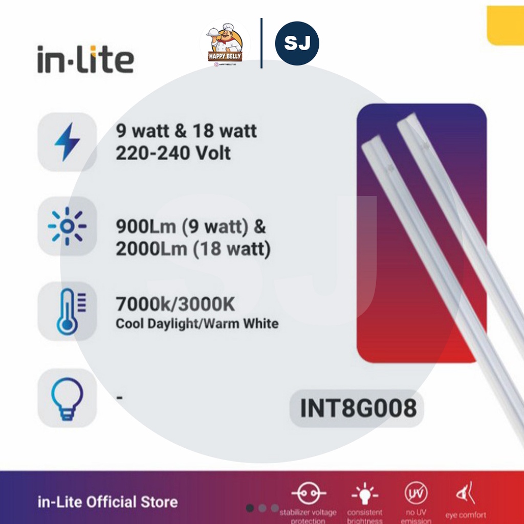 Jual INLITE TL TUBE LIGHT NEON T8 18W 18 WATT 120CM INT8G008 PutIH ...