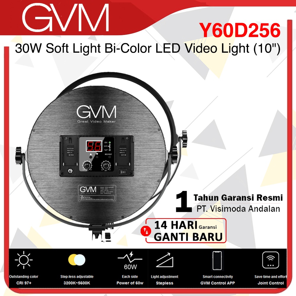 Jual GVM Y60D256 60W Soft Light Bi-Color LED Video Light (15") | Shopee ...