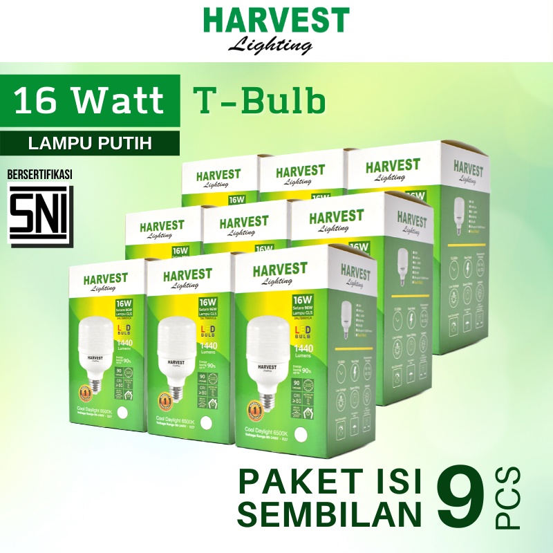 Jual 16W Paket Isi 9 HARVEST LIGHTING Lampu Kapsul LED T-Bulb 16 watt Lampu Hemat Energi ...