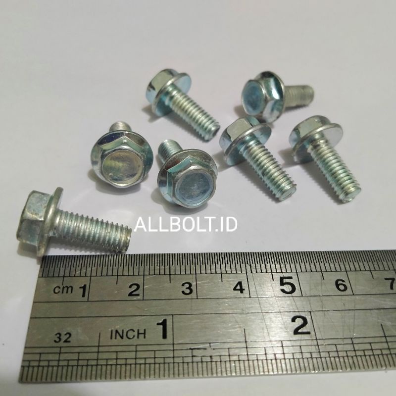 Jual baut 10 topi/ flange bolt 6mmx15mm (5biji) | Shopee Indonesia