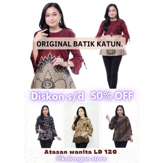 Jual blus batik wanita big zise / batik wanita ld 120 jumbo atasan batik / atasan batik wanita ...