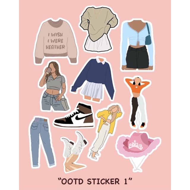 Jual Aesthetic sticker pack(OOTD VERSION) | Shopee Indonesia