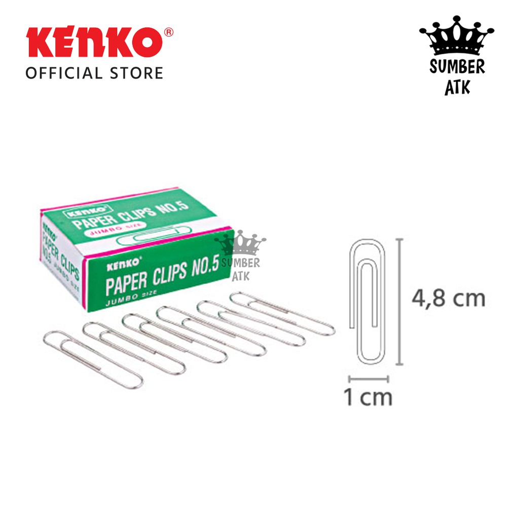 Jual PAPER CLIP JUMBO KENKO No. 5 / KLIP KERTAS JUMBO ( Besar ) - 1 Box ...