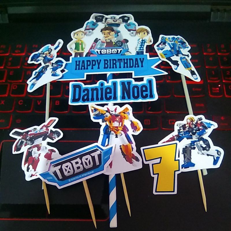 Jual cake topper hiasan kue tobot robot v3 | Shopee Indonesia