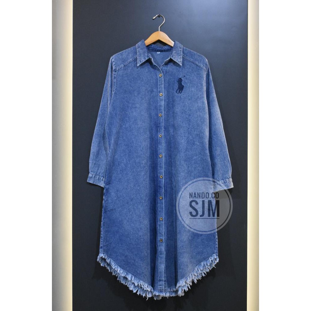 Jual NANDO LONG TUNIK JEANS POLO0 SNOW ACID BAHAN DENIM JEANS ATASAN ...
